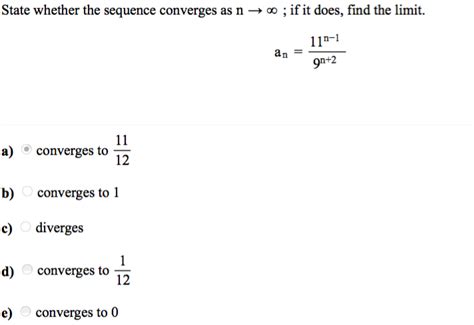 solved state whether the sequence converges as n → oo if