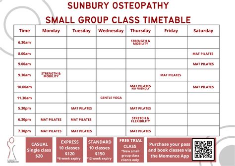 Sunbury Osteopathy Group Classes Timetable Sunbury Osteopathy Osteopath And Pilates In Sunbury