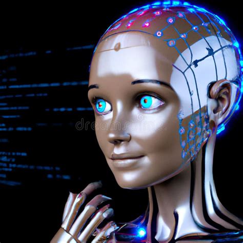 Cyber Girl Humanoid Robot With Artificial Intelligence Digital 3d