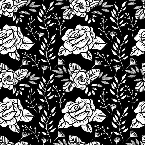 Premium Vector Floral Seamless Pattern Black And White