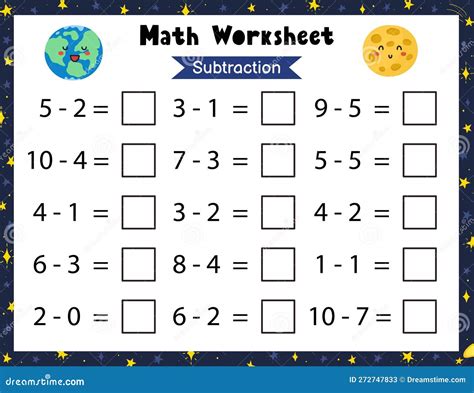 Mathematic Activity Page With Cute Mermaids Vector Illustration