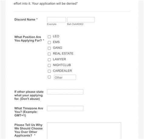 Fivem Application Form Acerrp Form Template Jotform