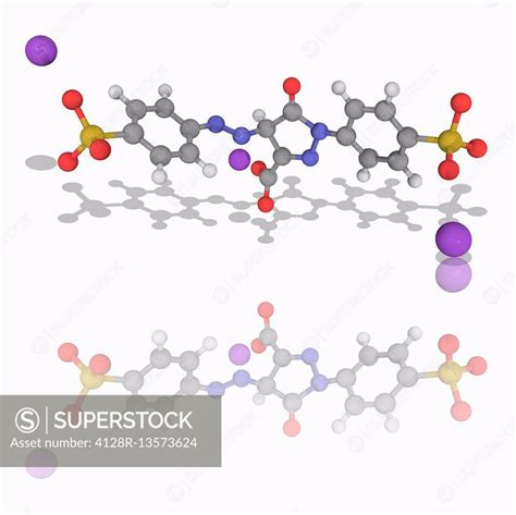 Tartrazine Molecular Model Of The Synthetic Lemon Yellow Azo Dye