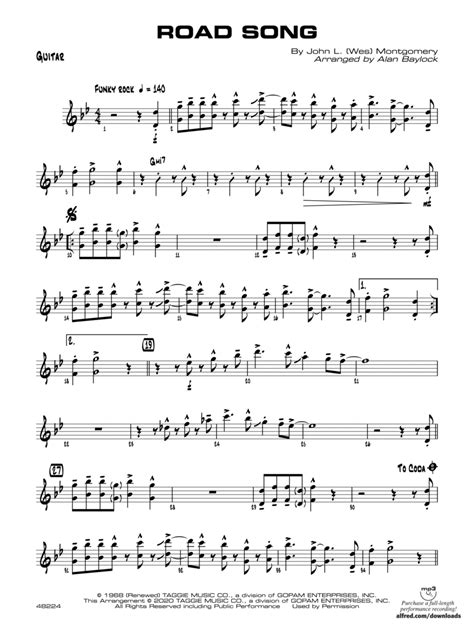 Road Song Guitar By Alan Baylock Guitar Jazz Ensemble Digital