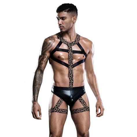 Mens Nightclub Leopard Print Sexy Bondage Set With Underwear Menaful™