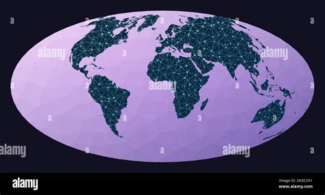 Internet And Global Connections Map Hammer Projection World Network