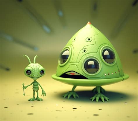 Premium Photo There Is A Small Alien And A Small Alien Standing Next