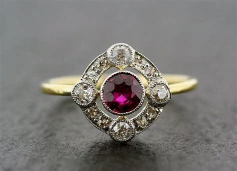 Antique Art Deco Ruby Ring Art Deco Ruby And Diamond Engagament Ring