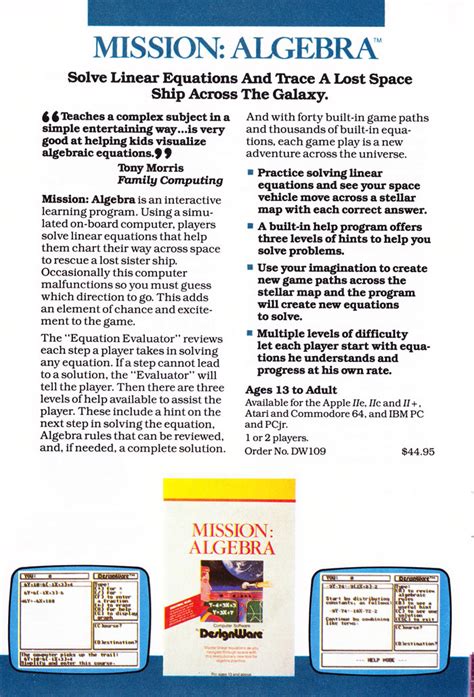 Atari 400 800 Xl Xe Mission Algebra Scans Dump Download Screenshots Ads Videos Catalog