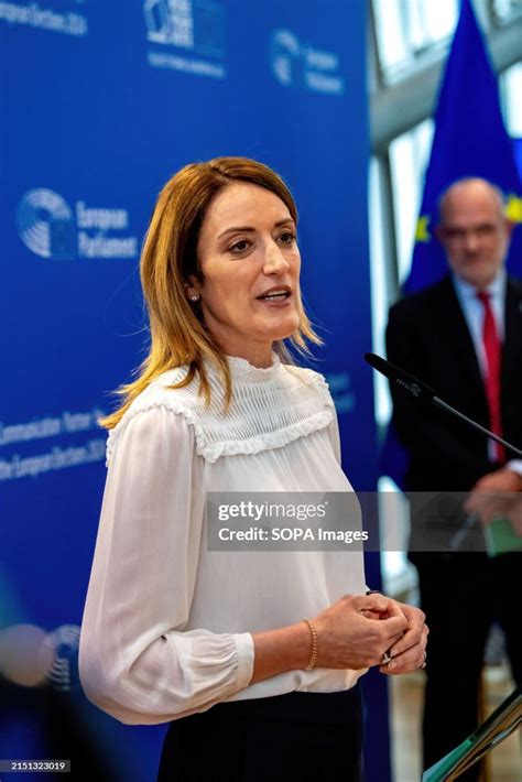 European Parliament President Roberta Metsola Speaks To The Public