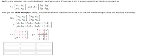 solved matrices a and b are each partitioned into four