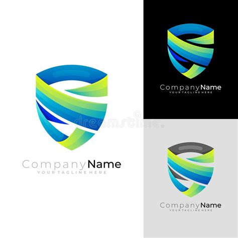 Shield Logo With Security Design Template Ribbon Icon Stock Vector Illustration Of Protection