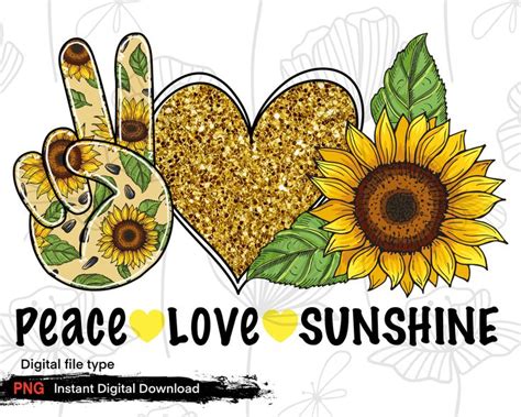 Peace Love Sunshine Sublimation Png Digital Download