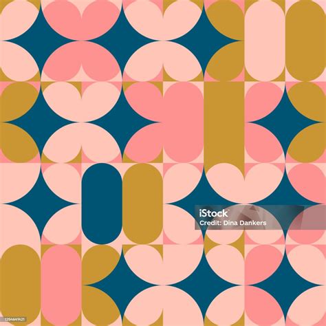 복고풍 스칸디나비아 스타일의 반원 원 사각형현대 벡터 추상적 원활한 기하학적 패턴 기하학적 인물로 그림 0명에 대한 스톡 벡터