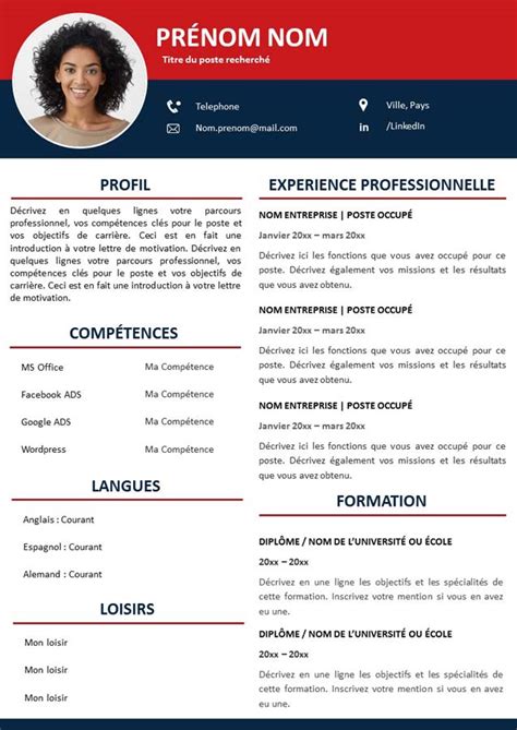 Mod Le De Cv Powerpoint Gratuit T L Charger Cv Pptx