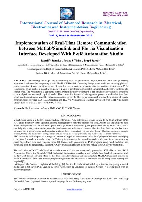 pdf implementation of real time remote communication between matlab
