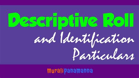 Pension Descriptive Roll And Identification Particulars