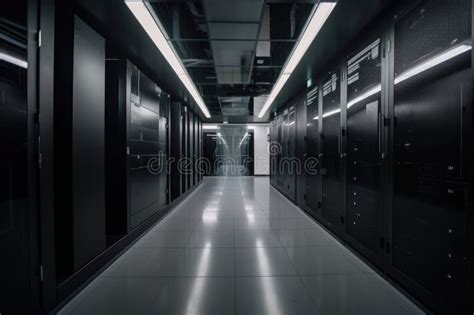 Modern Sleek Data Center With Minimalist Design And Cutting Edge Technology Stock Illustration