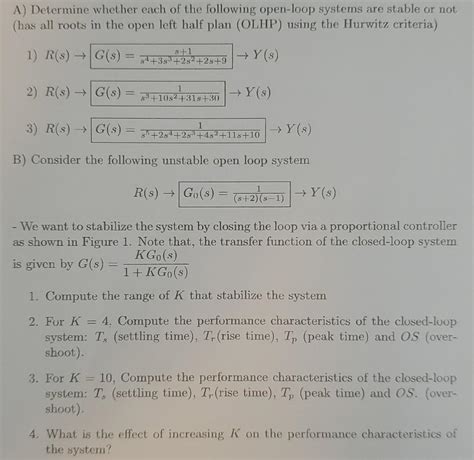 Solved A Determine Whether Each Of The Following Open Loop Chegg