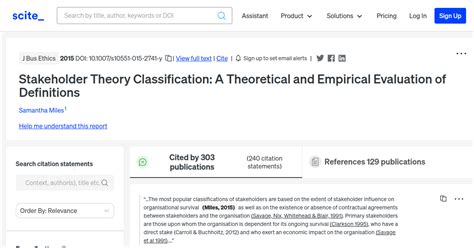Stakeholder Theory Classification A Theoretical And Empirical Evaluation Of Definitions