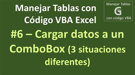 Cargar Datos A Un ComboBox Ejercicios Manejar Tablas ListObject Con VBA Excel YouTube