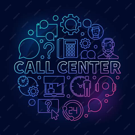 Premium Vector Call Center Round Colorful Illustration Vector Customer Service Concept Outline