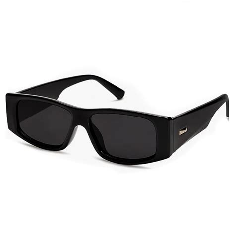 Men Women Retro Trendy Black Y2k Rectangle Uv400 Narrow Sunglasses