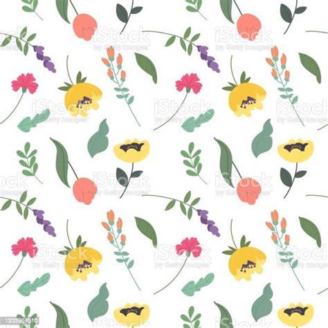 다양한 꽃과 잎 식물 요소와 원활한 패턴 벡터 패턴입니다 0명에 대한 스톡 벡터 아트 및 기타 이미지 0명 꽃 나무 꽃 꽃의 구조 Istock