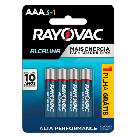 04 Pilhas Rayovac Aaa Palito 3a Alcalina Kabum