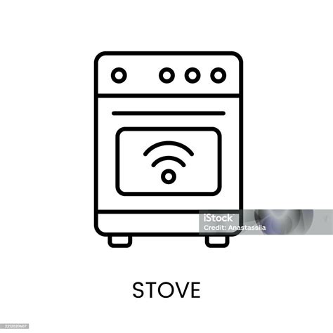 스마트 가스 스토브 라인 아이콘 벡터 편집 가능한 스트로크 스마트 주방 앱 연결된 가전 제품 대시보드 및 홈 자동화 인터페이스에 적합합니다 가열장치에 대한 스톡 벡터 아트