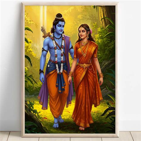Ram And Sita Art Lord Rama And Sita Hindu God Wall Art Ram Rama And