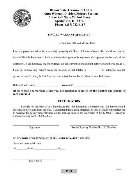 Illinois Forged Warrant Affidavit Fill Out Sign Online And Download