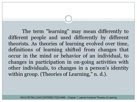 Flct Chapter 1 Learner Centered Theories Of Learning Pptx