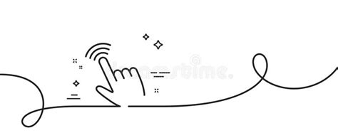 Hand Cursor Line Icon Click Action Sign Continuous Line With Curl Vector Stock Illustration