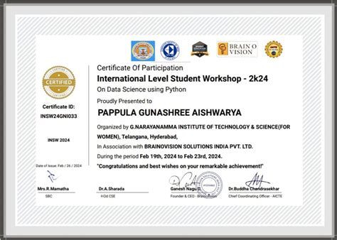 Gunashree Aishwarya Pappula On Linkedin Datascience Python Brainovisioninsw2024 Insw2024