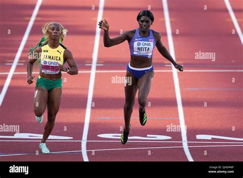 Great Britains Daryll Neita Right During The Womens 100m Semi Final