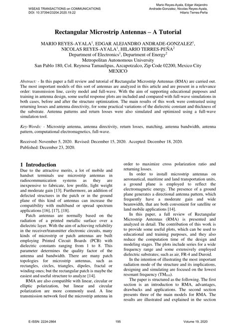 Pdf Rectangular Microstrip Antennas A Tutorial