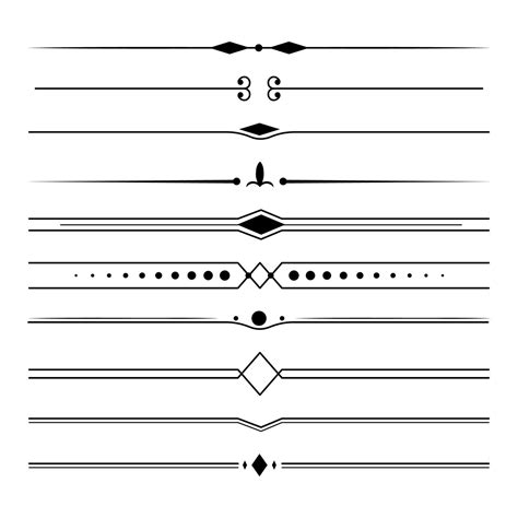 Text Devider Set Line Minimal Separators Elegant Doodlle Borders Decorative Elements Isolated