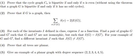 1 ﻿prove That The Cycle Graph Cn ﻿is Bipartite If