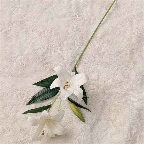 White Faux Lily Elegant Single Stem Flower Rowen Homes