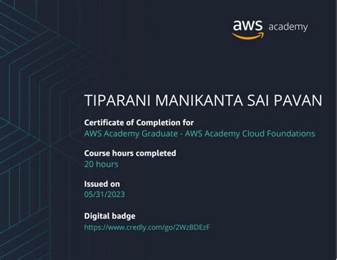 Earned Aws Academy Cloud Foundations Tiparani Manikanta Sai Pavan Posted On The Topic Linkedin