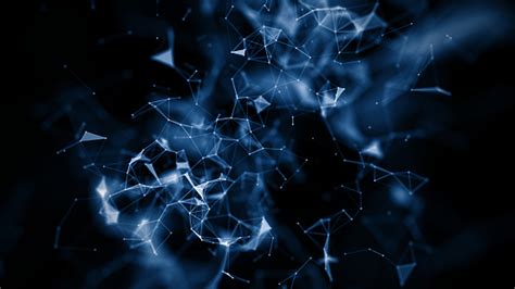 점과 선및 삼각형을 연결하는 추상어구입니다 파란색 배경입니다 플렉서스 효과 3차원 형태에 대한 스톡 사진 및 기타 이미지 3