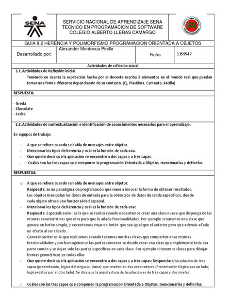 Guia 8 2 Herencia Y Polimorfismo Programacion Orientada A Objetos Descargar Gratis Pdf