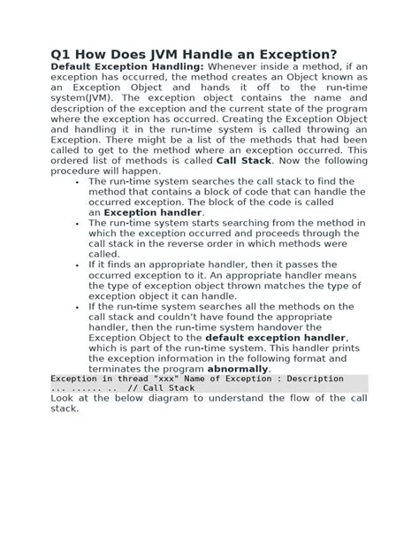 Q1 How Does Jvm Handle An Exception Pdf Teaching Methods