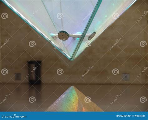 Closeup Of The Inverted Triangle At The Louvre Museum In Paris France