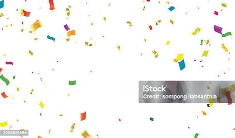 축제에 대 한 현실적인 여러 가지 빛깔의 색종이 벡터 색종이 조각과 반짝이 떨어지는 배경 고립 된 다채로운 색종이 조각 공휴일에 대한 스톡 벡터 아트 및 기타 이미지