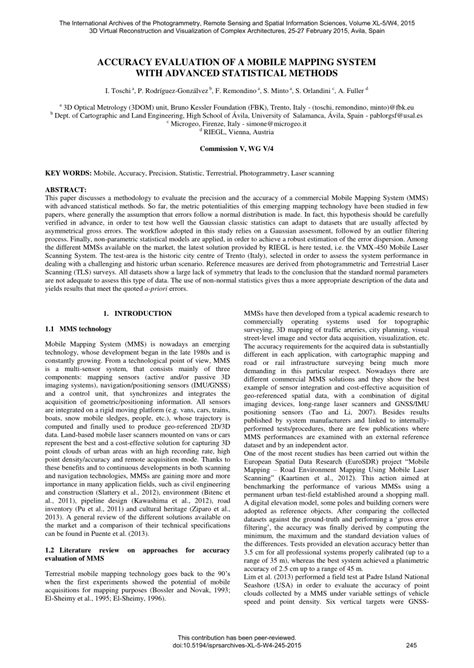 Pdf Accuracy Evaluation Of A Mobile Mapping System With Advanced Statistical Methods