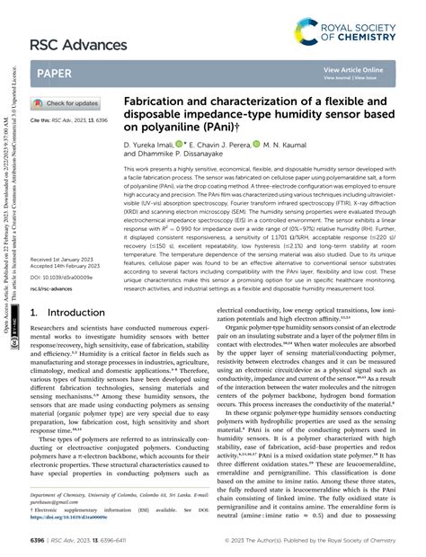 Pdf Fabrication And Characterization Of A Flexible And Disposable