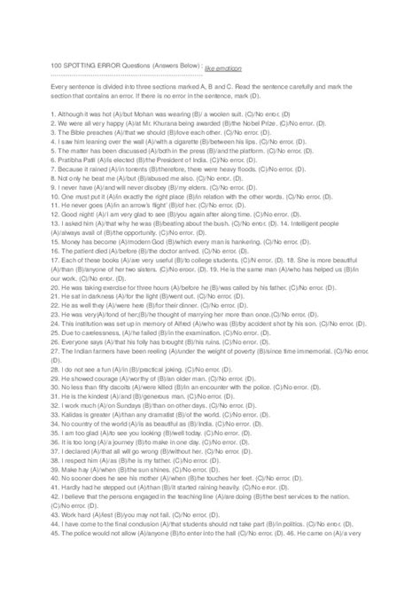 100 Spotting Error Questions Pdfcoffee Com