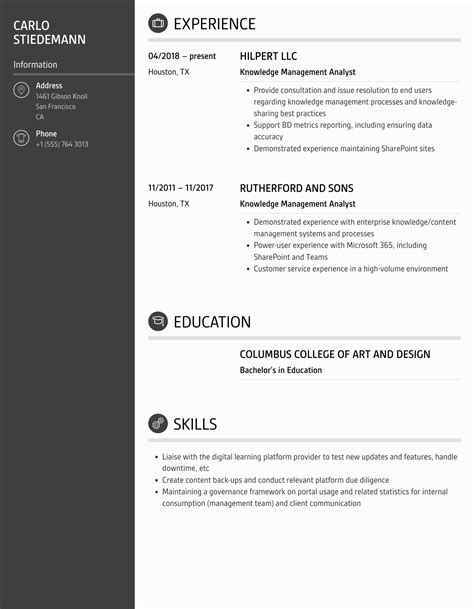 Knowledge Management Analyst Resume Samples Velvet Jobs